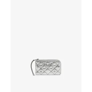 Zadig&Voltaire Zv Monogram Metallic-leather Card Holder - Silver