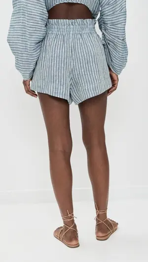 HEVRON Mira Stripe Shorts - Navy Stripe