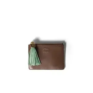 Miu Miu Leather Card Holder - Burnt/aquamarine