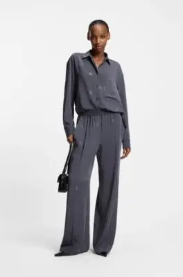 Hugo Relaxed-fit Trousers With Logo Detail