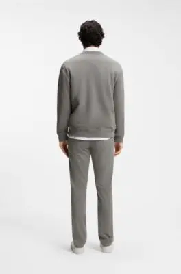 BOSS Slim-fit Chinos In Printed Stretch-cotton Twill - Silver