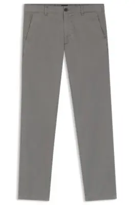 BOSS Slim-fit Chinos In Printed Stretch-cotton Twill - Silver