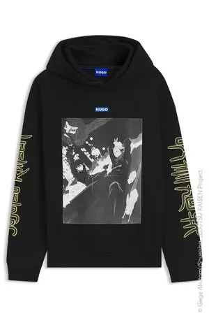 Hugo X Jujutsu Kaisen Printed Hoodie - Black