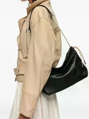 Bimba Y Lola Embossed Logo Leather Shoulder Bag - Black