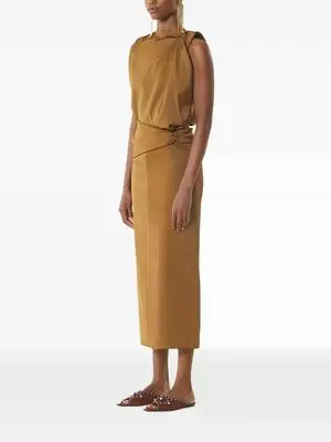 LANVIN Twisted-detail Sleeveless Midi Dress - Brown