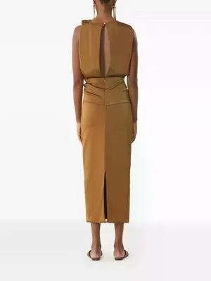 LANVIN Twisted-detail Sleeveless Midi Dress - Brown