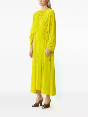 LANVIN Gathered-detail Crew-neck Midi Dress
