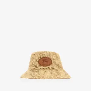 Burberry Knight Stamp Raffia-effect Bucket Hat - Natural