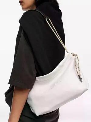Bimba Y Lola Embossed-logo Drawstring Shoulder Bag - White