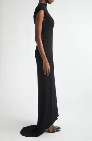 TOM FORD Mock Neck Sleeveless Jersey Gown - Black