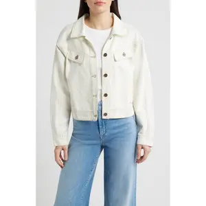 CITY BLUES Slant Pocket Denim Jacket - Ivory