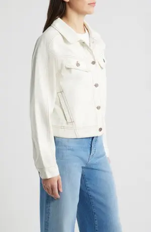 CITY BLUES Slant Pocket Denim Jacket - Ivory