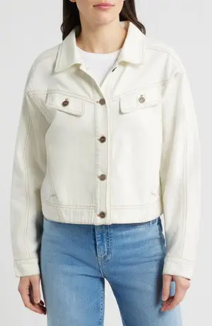 CITY BLUES Slant Pocket Denim Jacket - Ivory