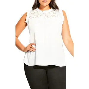 City Chic Sleeveless Ruffle-trimmed Top