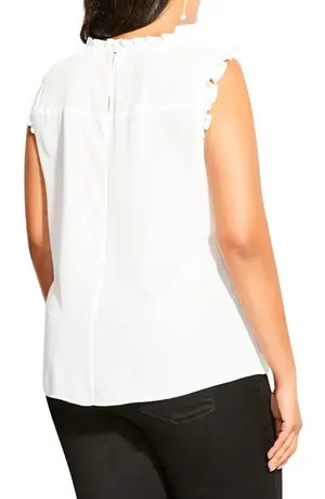 City Chic Sleeveless Ruffle-trimmed Top