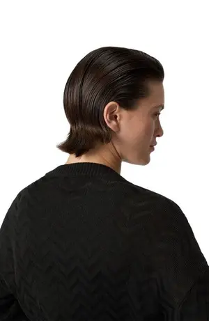 Missoni Cotton And Viscose Chevron Knit Belted Cardigan - Black