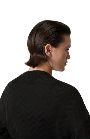 Missoni Cotton And Viscose Chevron Knit Belted Cardigan - Black