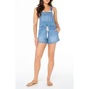 Roxy Beach Party Denim Short Overalls - Stranded