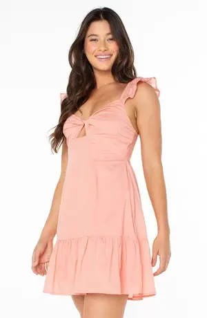 Roxy Cotton Mini Dress - Coral Almond