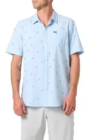 O'Neill Relaxed Fit Short Sleeve Performance Slub Button-up Shirt - Baby Blue