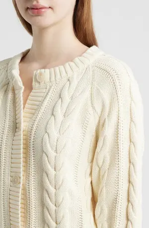 Pendleton Cable-knit Cotton Cardigan - Ecru