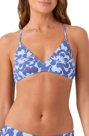 Roxy Tropic Drift Athletic Bikini Top - Blue