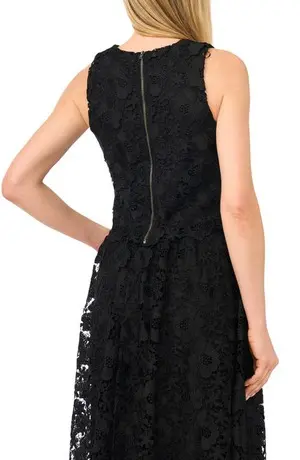 CECE DUPRAZ Sleeveless Floral Lace Top - Rich Black