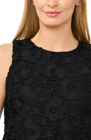 CECE DUPRAZ Sleeveless Floral Lace Top - Rich Black