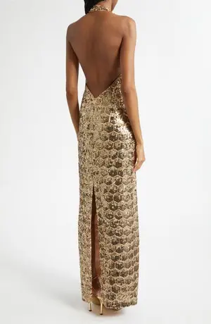 Ramy Brook Shauna Sequin Halter Gown