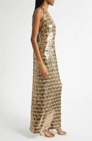 Ramy Brook Shauna Sequin Halter Gown