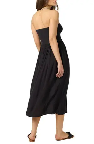 O'Neill Smocked Strapless Midi Dress - Black
