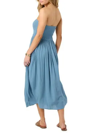 O'Neill Smocked Strapless Midi Dress