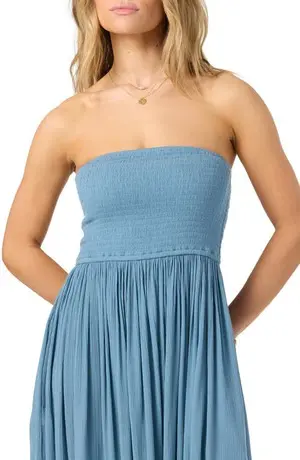 O'Neill Smocked Strapless Midi Dress