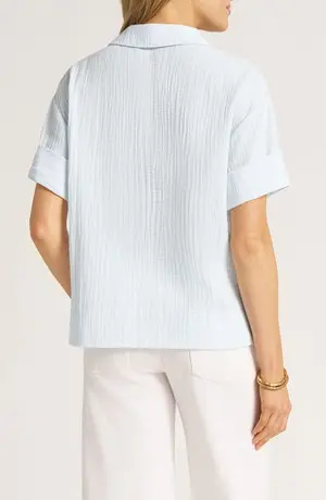 Matty M. Adrienne Gauze Polo Top
