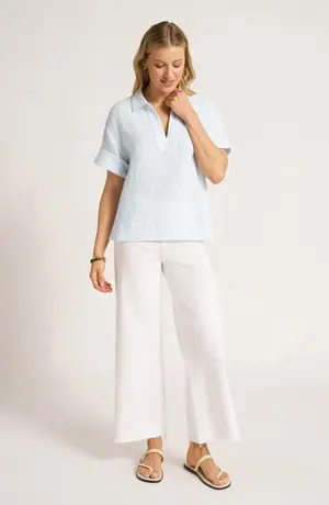 Matty M. Adrienne Gauze Polo Top