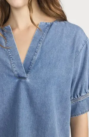 FRAME V-neck Denim Popover Top - Sora