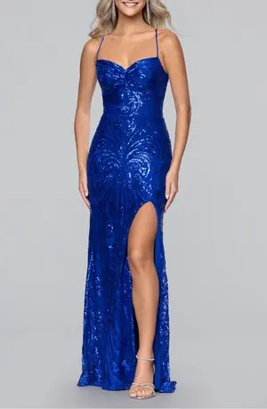BLONDIE NITES Sequin Sleeveless Gown