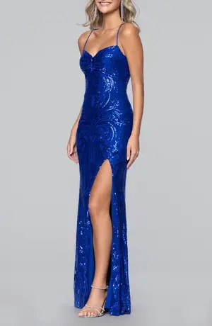 BLONDIE NITES Sequin Sleeveless Gown