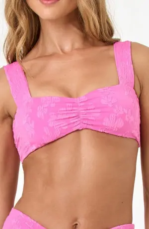 L*Space Marlee Shirred Bikini Top - Hottest Pink