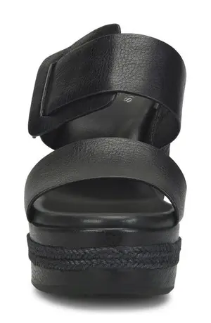 KORK-EASE® Espadrille Wedge Slide Sandal - Black Fullgrain