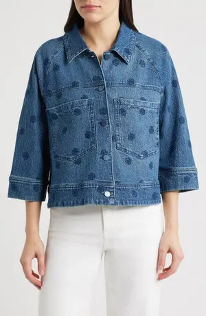 Wit & Wisdom Floral Embroidered Denim Jacket