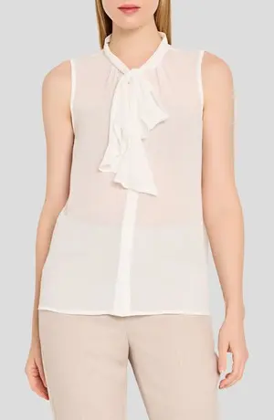 TAHARI ASL Ruffle Tie Sleeveless Top