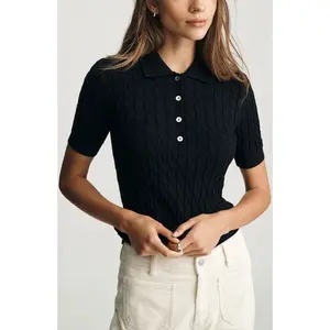 MAVI Cable Stitch Cotton & Cashmere Polo Sweater