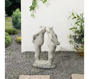 GLITZHOME 15.25h Resin Two Kissing Frog Statu E