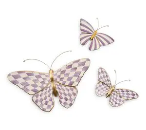 MACKENZIE-CHILDS Violet Check Butterfly Wall De Cor