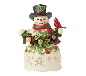 JIM SHORE Heartwood Creek Snowman Garland Cardigen Nal Fig - One-color