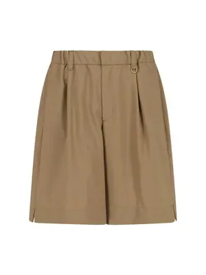 Sacai Wool Blend Straight Leg Shorts - Green