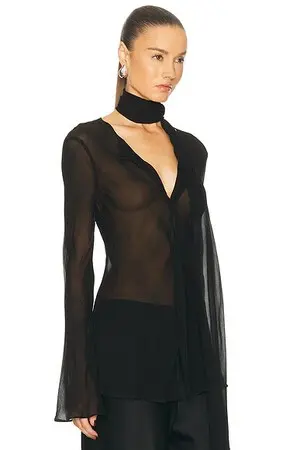 EAVES Via Blouse With Detachable Scarf - Black