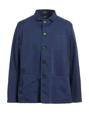 Massimo Alba Man Shirt Blue Size L Cotton, Elastane Navy