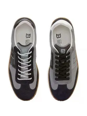Balmain Panelled Suede And Leather Sneakers - Grey